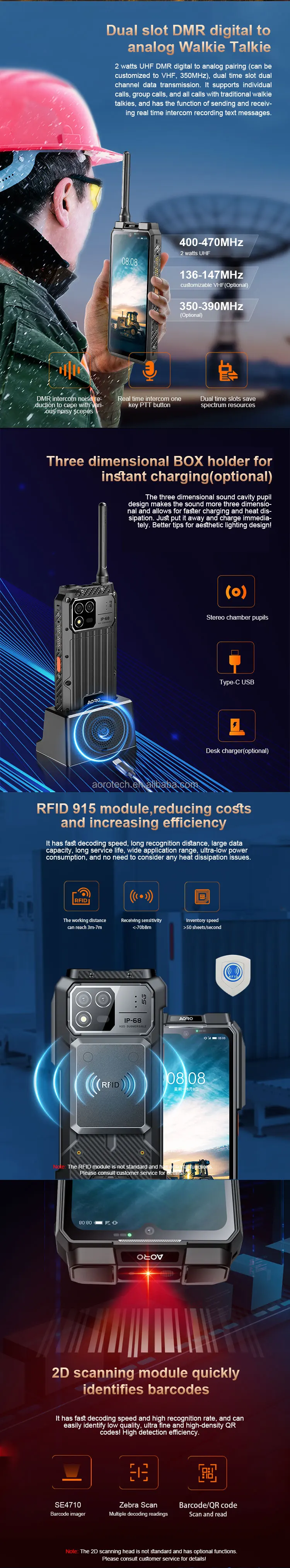 AORO M8 IP68 Waterproof Smartphone with DMR+RTK Walkie-talkie