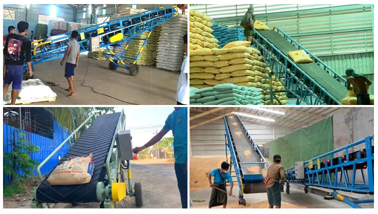 Low Price Adjustable Mobile Belt Conveyor for Bulk Grain, Stacking, Loading and Unloading ...