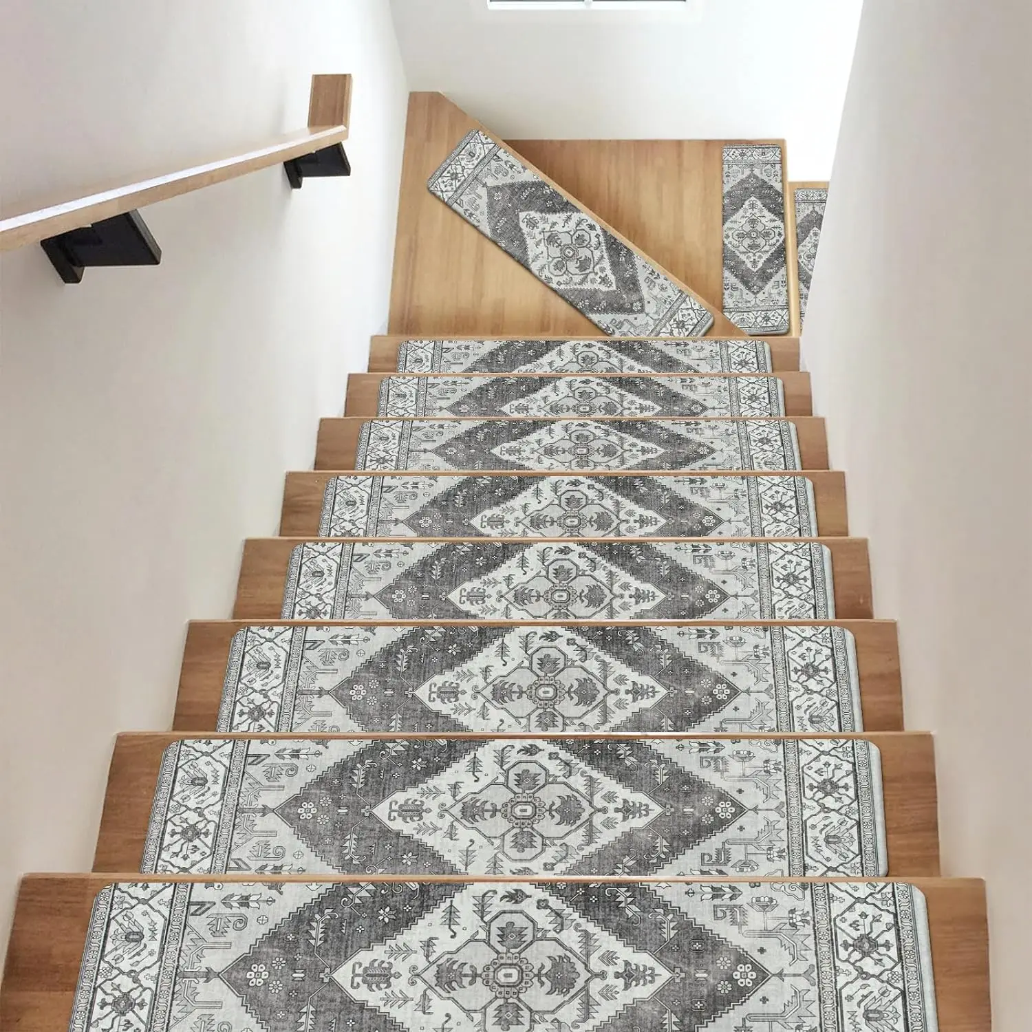 Custom Persian Design 8x30" Rubber Stair Mats Indoor Non-slip Stair ...