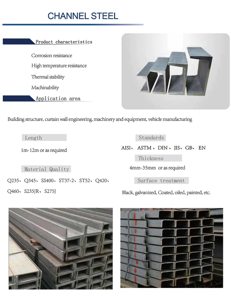 Factory Carbon Steel U Channel C Channel Q235 Q345 Hot Rolled Channel Steel For Building Form ...