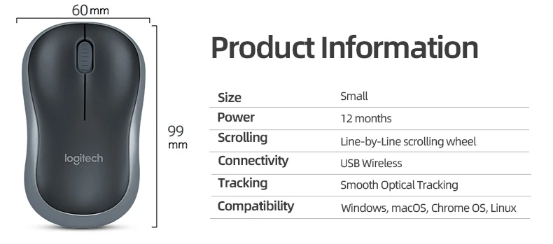 Logitech M185 Compact Office Original Mouse 2.4GHz Wireless Bluetooth ...