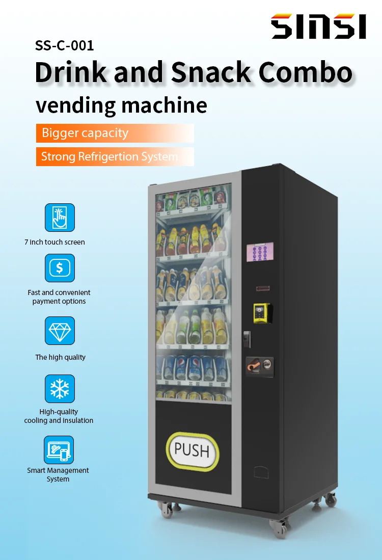 Snack Slim Coin Operated Vending Machines Cold Drink Vending Machine ...