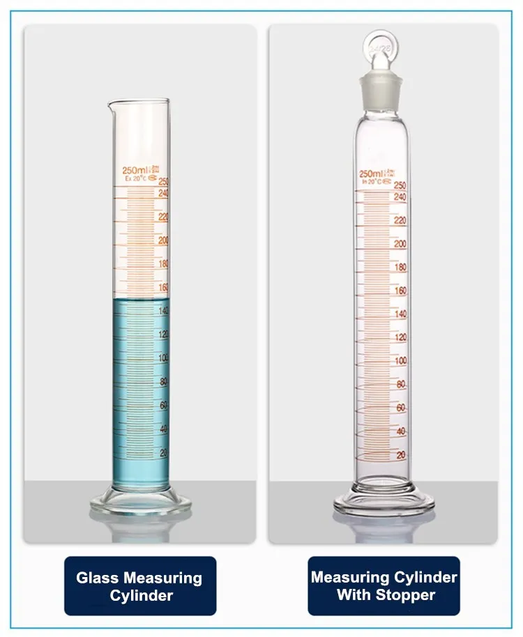 Blue Scale Glass Measuring Cylinder Graduated With Hexagon Glass Base ...