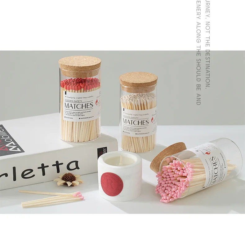 Custom Colorful Match Sticks in Glass Jar - Safety & Style