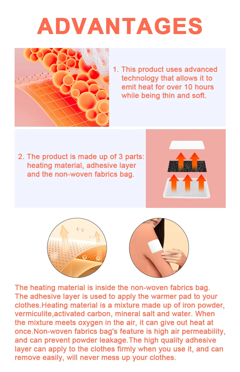 Hot Instant Adhesive Body Warmer Sticker Patch Pad 12 Hour Menstrual ...