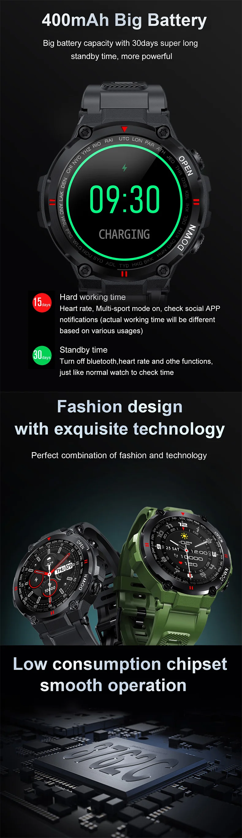 K22 Smart Watch 2024 With 400mah Battery Sms Reminder Sports Mode Sleep ...