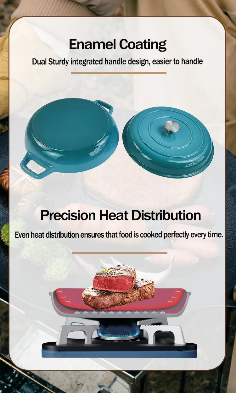 Traditional Seafood Pot Cooking Pot Enameled Cast Iron Shallow ...