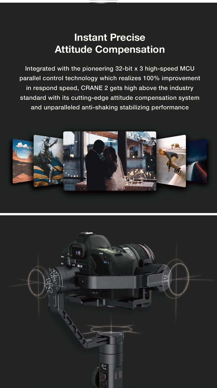 Crane 2S Gamble Camera Stabilizer - Smooth Video Clips