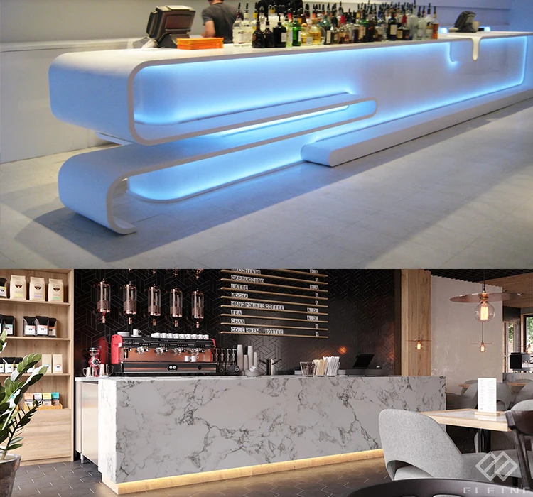 Luminous Night Club Bar Counter Design Semi-circle Acrylic Solid ...