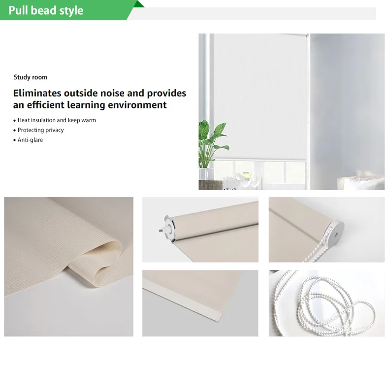 Spring Loaded Waterproof Thermal Roller Blinds for Windows