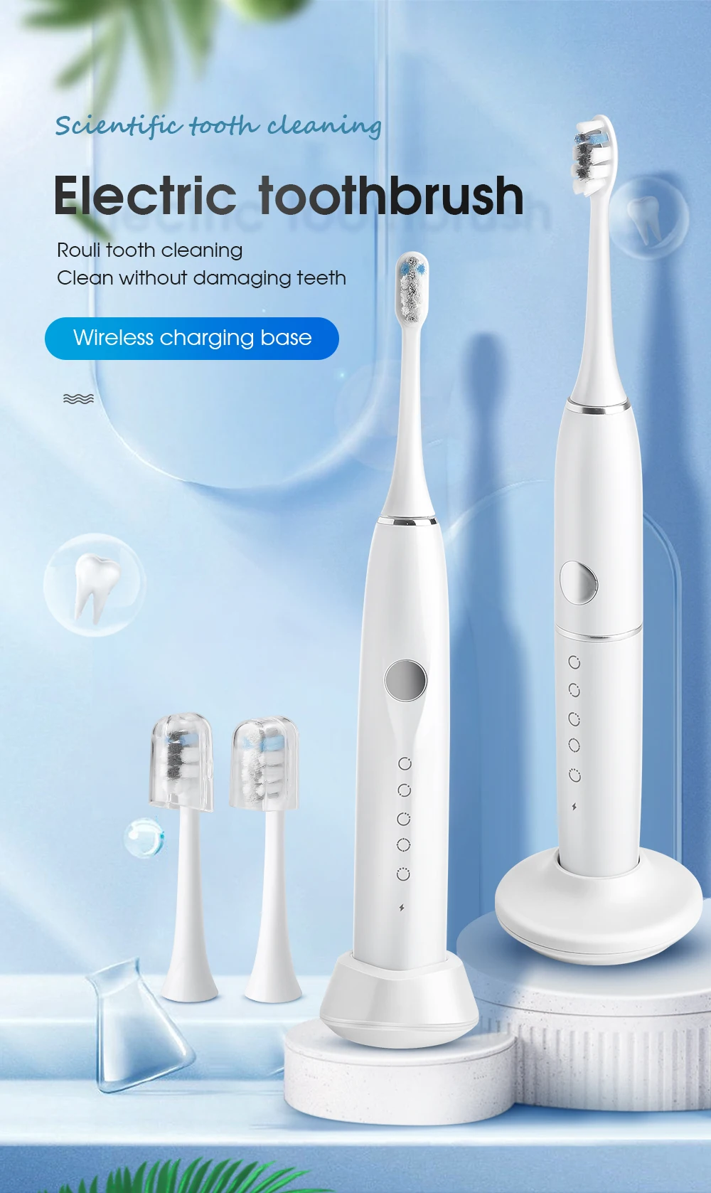 Ultrasonic Sonic Electric Toothbrush Adult Intelligent Tooth Charging ...