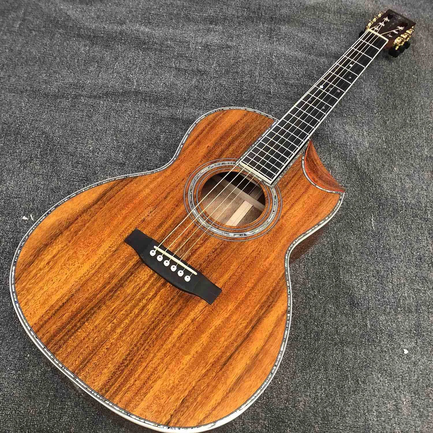 Custom Real Abalone Tree 5a Solid Koa Wood Back Side 39 Inch Body ...