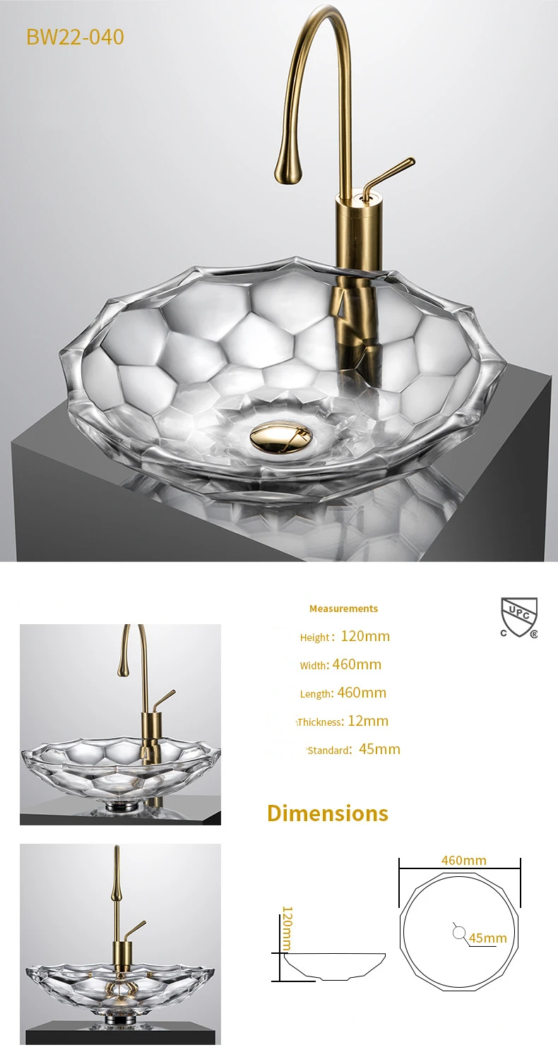 Crystal Glass Transparent Wash Basin - Designer Hotel Bathroom