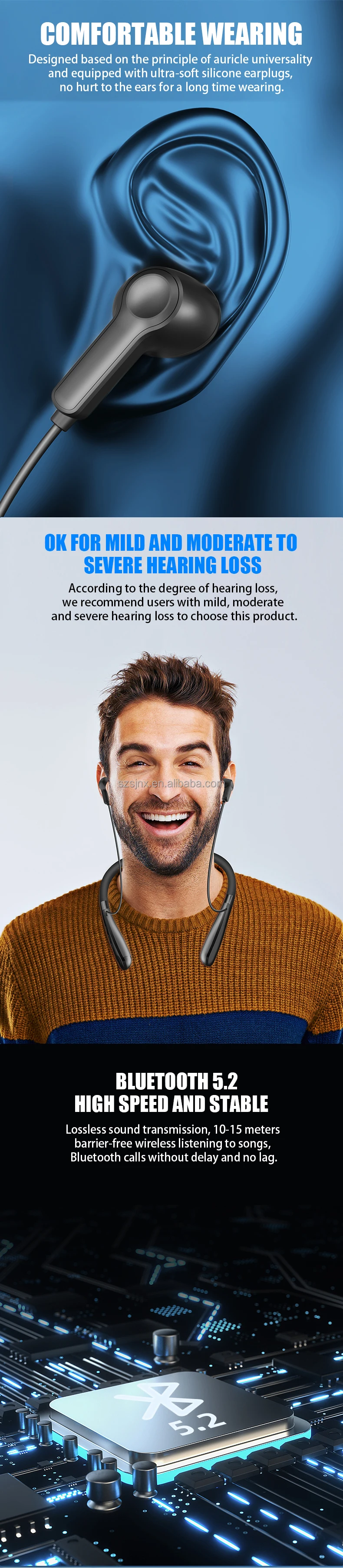 16 Channel Digital Hearing Aids Earbuds Hearing Aid Around Neck Older ...