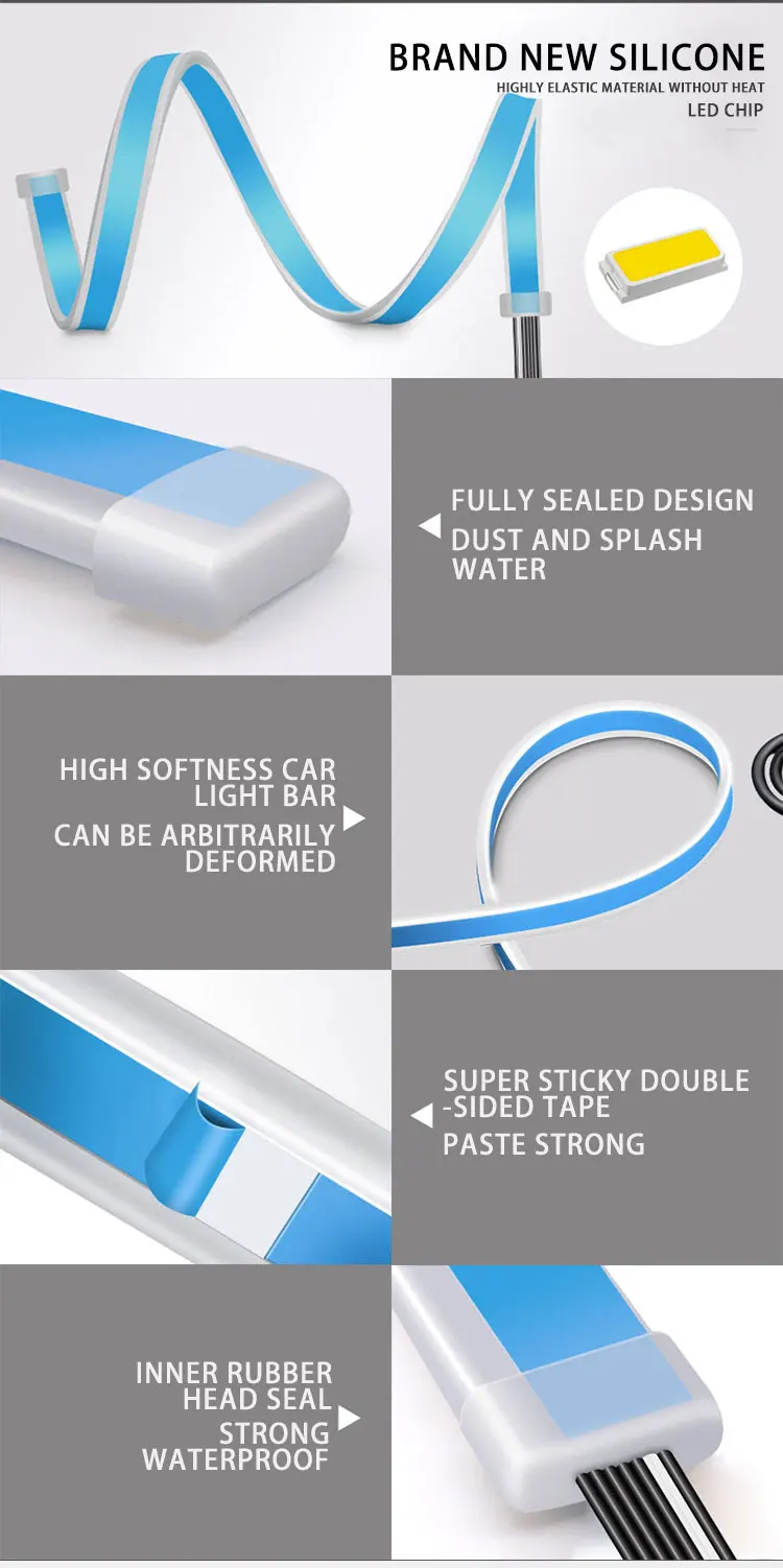 Rgb Led Drl Headlight Strip Daytime Running Light 30cm 45cm Flexible ...