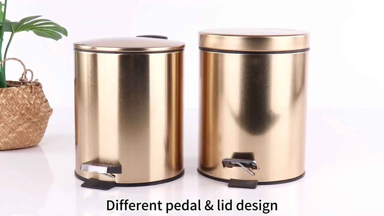 New Supply Brass Golden Color Metal Trash Can With Soft Closing Lid ...