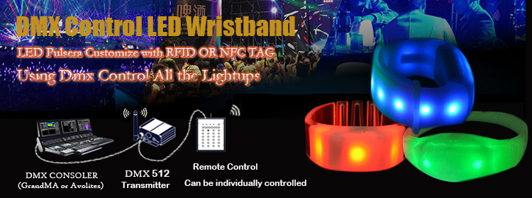 Rgb Wireless Control Bracelet Led Rubber Multicolor Dmx Wristband ...