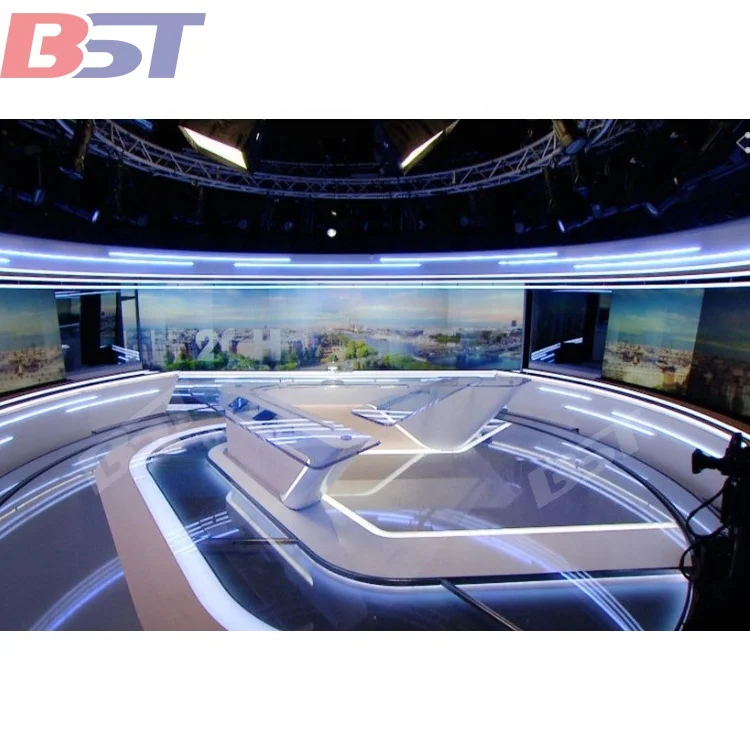 Customized White Big Broadcast Table for Radio TV Equipment