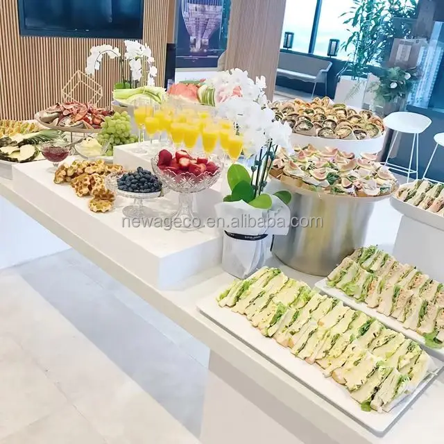 Custom Food Display Riser Set - White Acrylic Buffet Risers