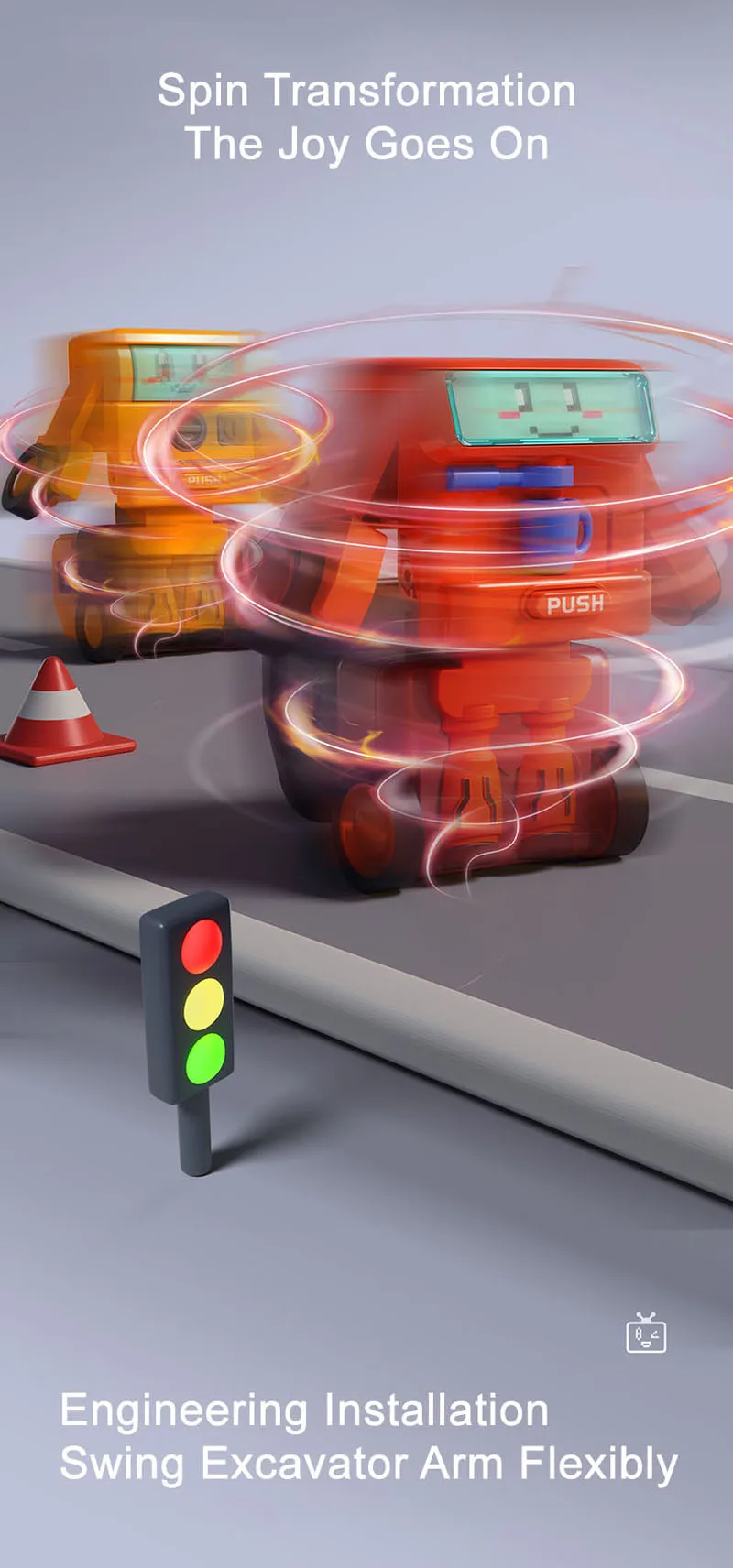 Funny Appliance Robot Collision Deformation Coasting Cartoon ...