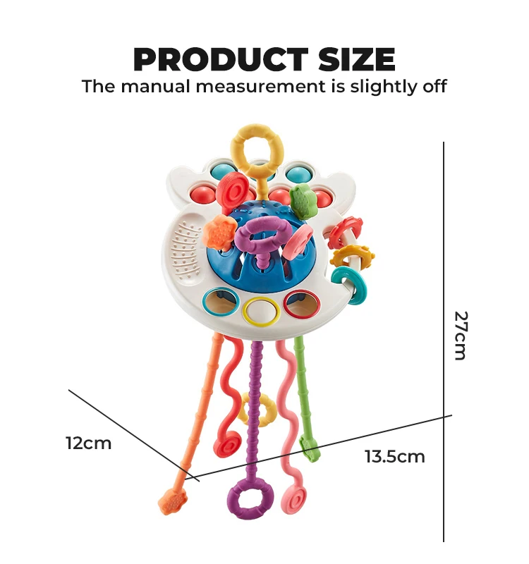 Babies Pull String Toy 3-in-1 Teething Teether Rattles Toddlers Fine ...