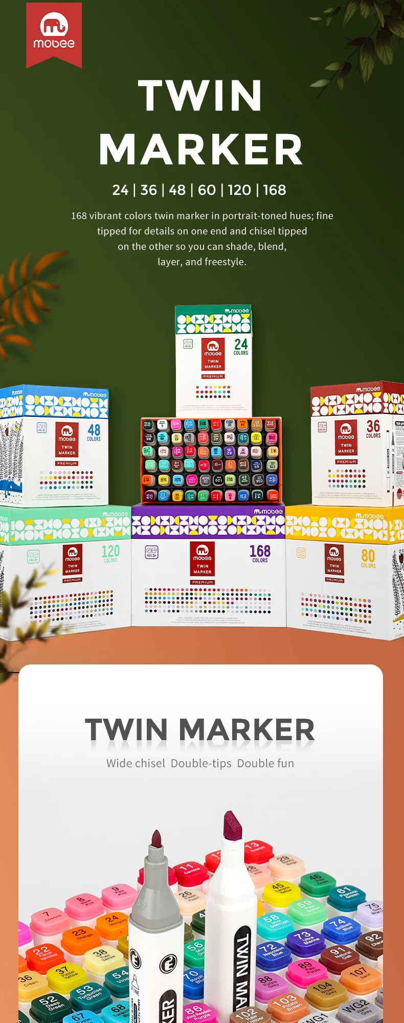 Mobee Art Markers - Versatile Dual Tip Pens for Creatives