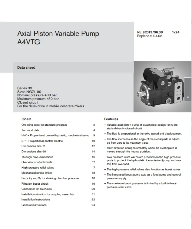 A4VTG Axial Piston Variable Pump - Hydraulic Solutions