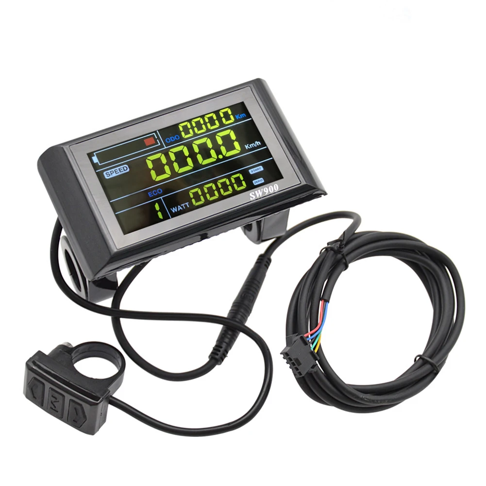 SW900 LCD Ebike Display Speed Control Panel 24-60V 5pin/6pin Adapter Cable EScooter Screen ...