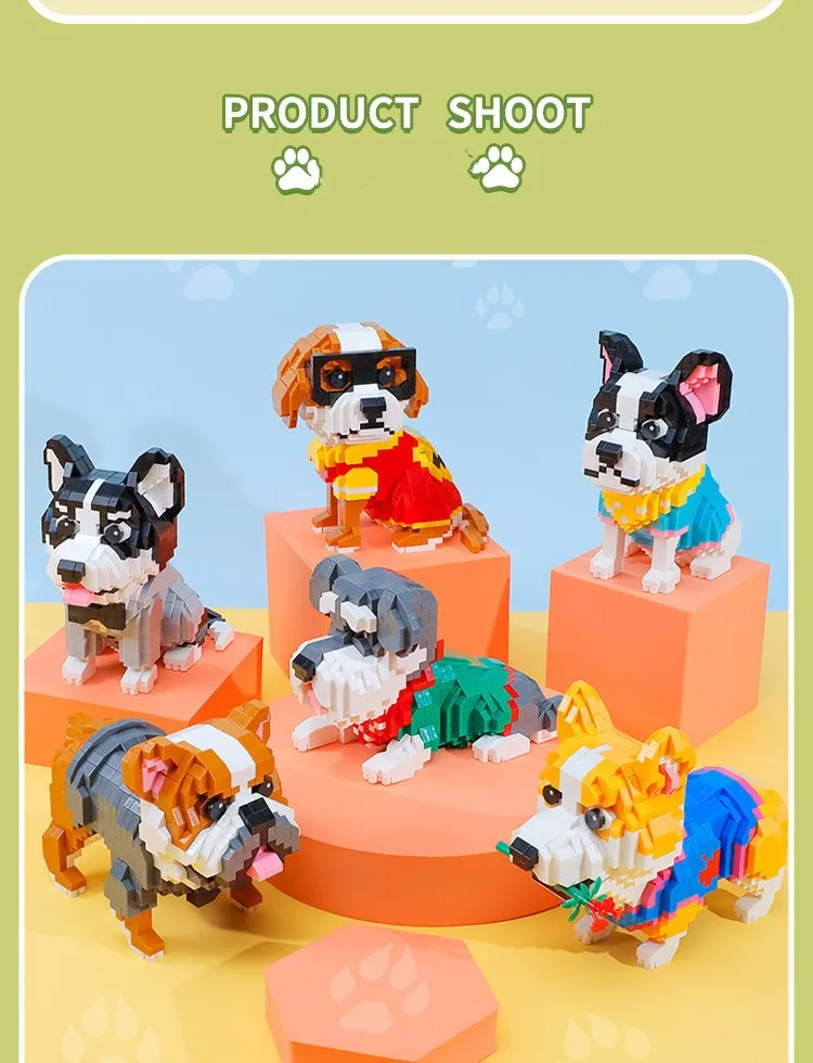 DIY Mini Cartoon Character Building Blocks - Pet Dogs