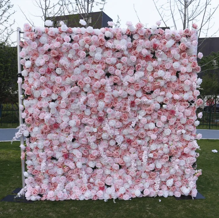 Vertical Roll up Fake Green Plastic Flower Wall Artificial Tropical ...