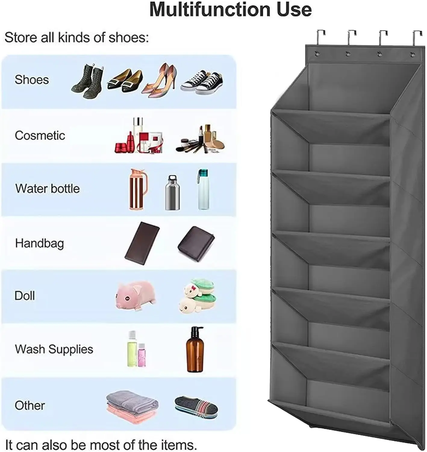 Non-Woven Fabric Hanging Bag Fabric Shoe Rack with Metal Hooks Hanging ...