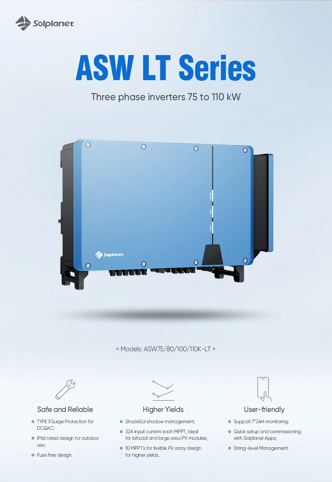 Solplanet Asw 75-110k Lt On Grid System Solar Inverter Good Quality Sma 75kw 80kw 100kw 110kw ...