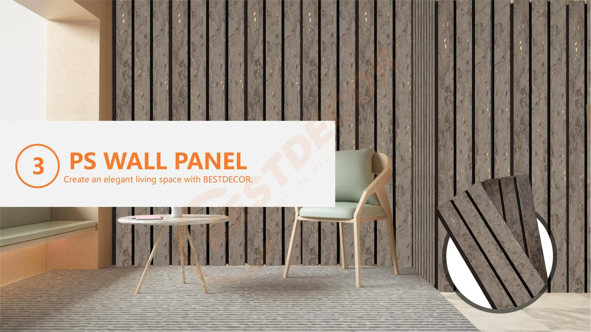 High Quality Interior Wooden Color 3d Ps Wall Panels For Home Decor ...