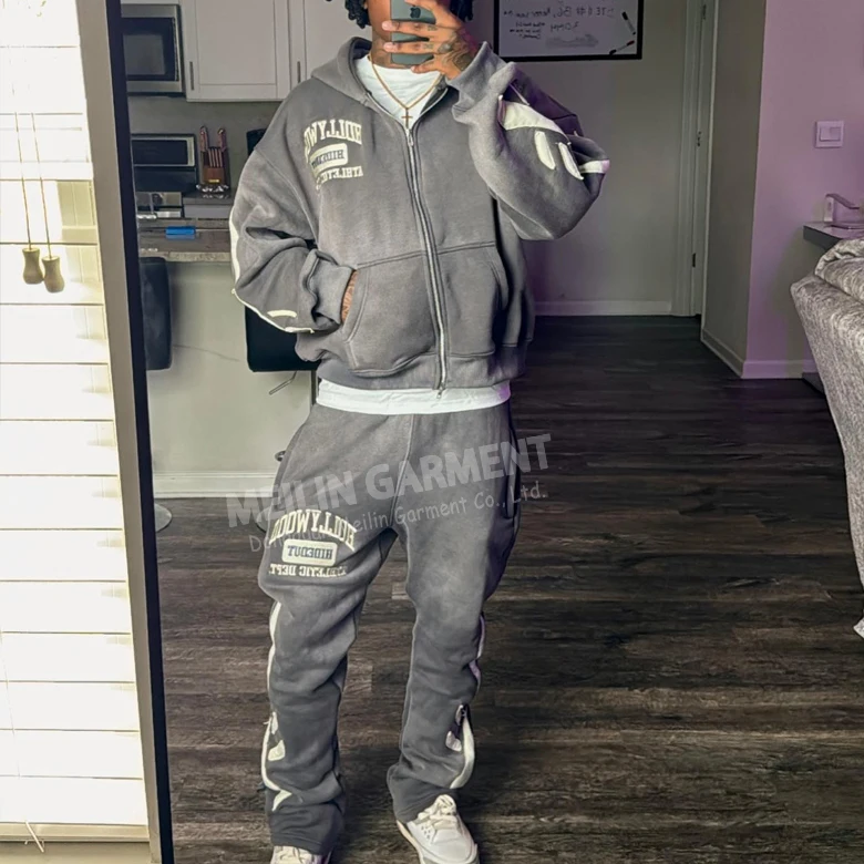 Custom Applique Patches Embroidery Jogger Tracksuit Set
