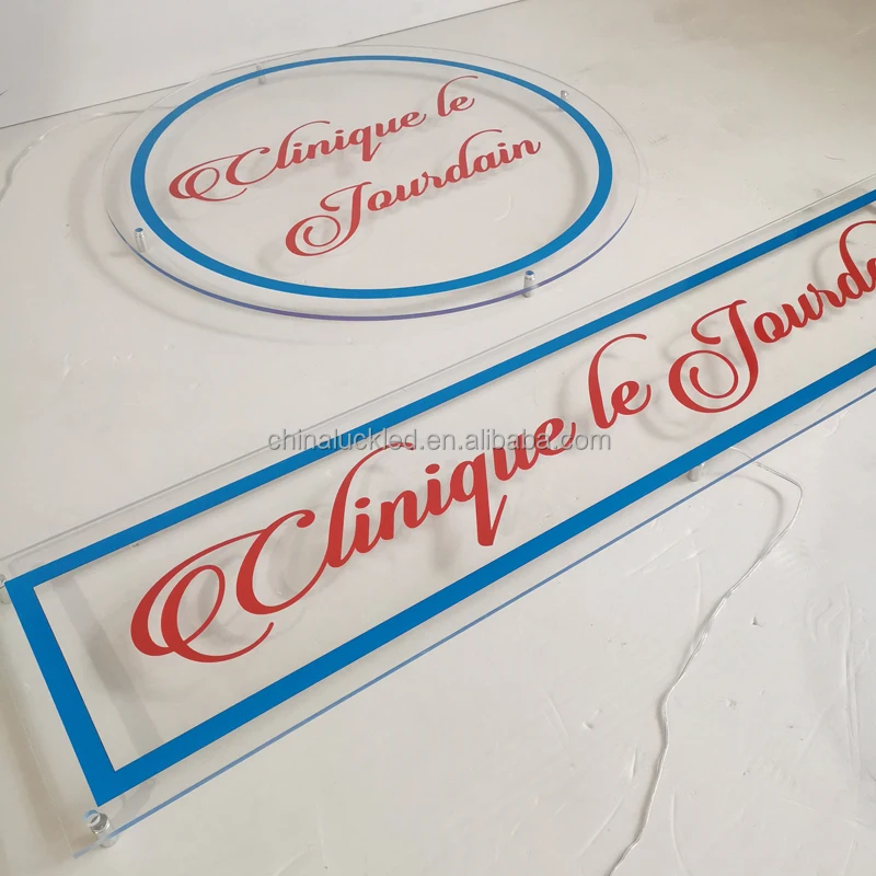 Round Acrylic Backlit Logo Sign for Salon Rectangular Decor With ...