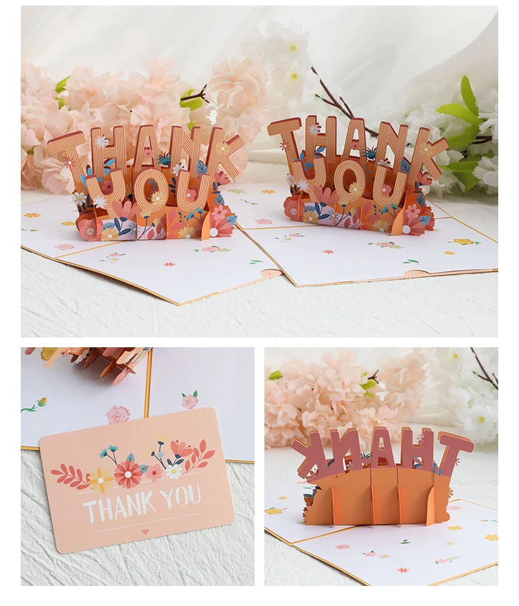 Handmade Paper Craft 3d Thank You Pop up Card for Thanksgiving Mom Dad ...