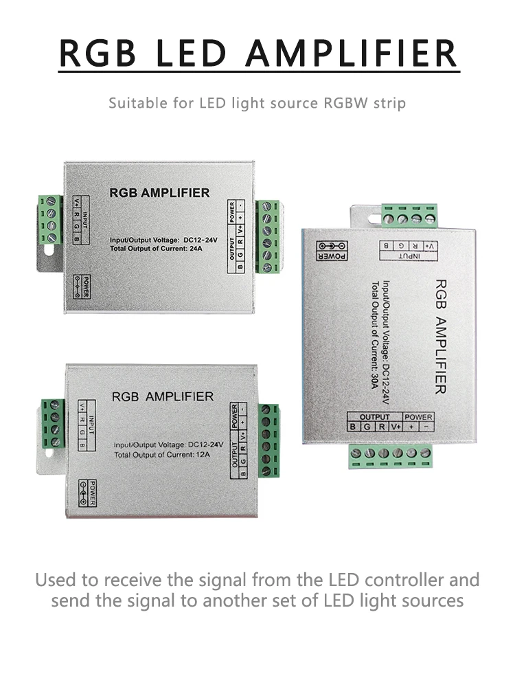 Rgb Led Data Signal Power Amplifier 12a 30a 24a/3ch Dc12-24v Dimmer ...