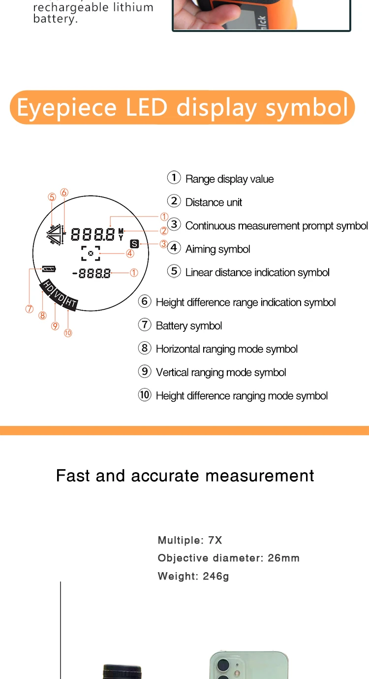Onick 360AS Three-point Altimeter Color Screen Laser Rangefinder with ...