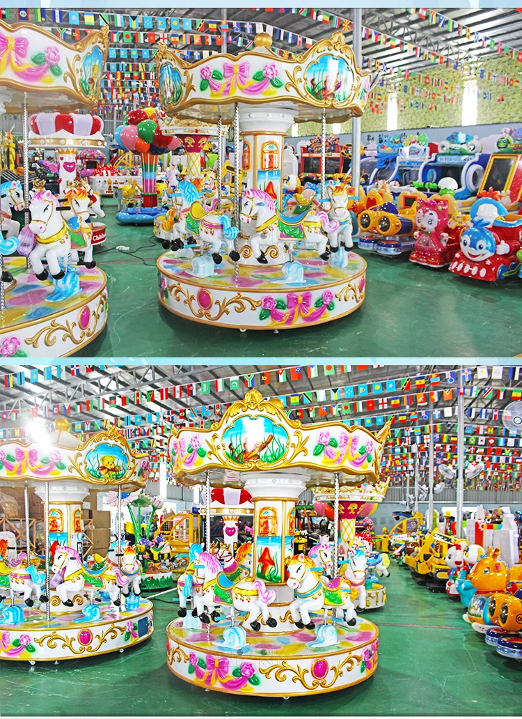 Coin Operated Carousel Small Fairground Merry Go Round Kids 6 Seats ...
