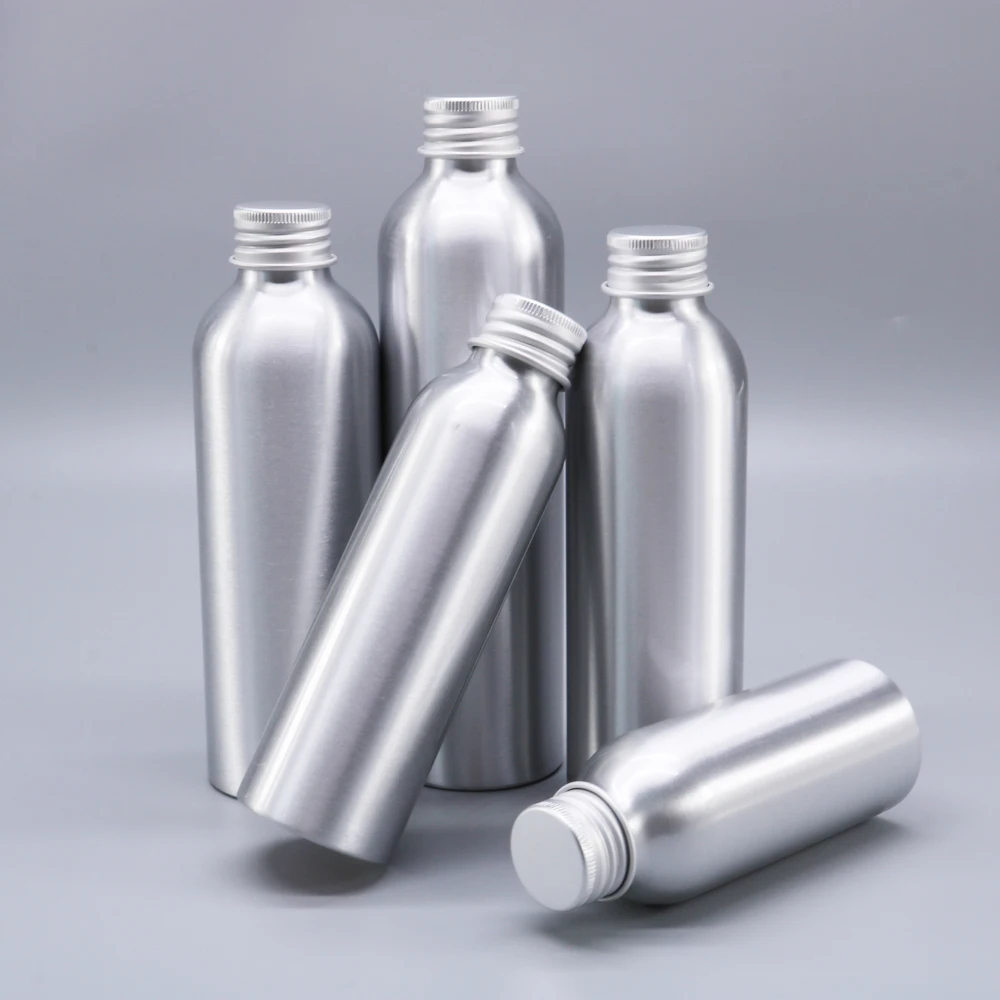 Aluminium Bottles with Silver Metal Cap - Durable & Versatile