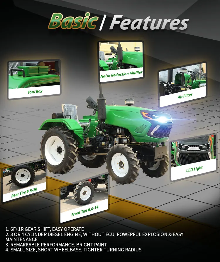 Mini Small Farm Tractor 25hp 6+1 Shift With Pto 3-point Hitch Agri ...