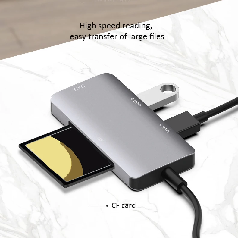 5 In 1 Plug And Play Typen C To Usb3.0 Cf/sd/tf Card Reader Multi ...