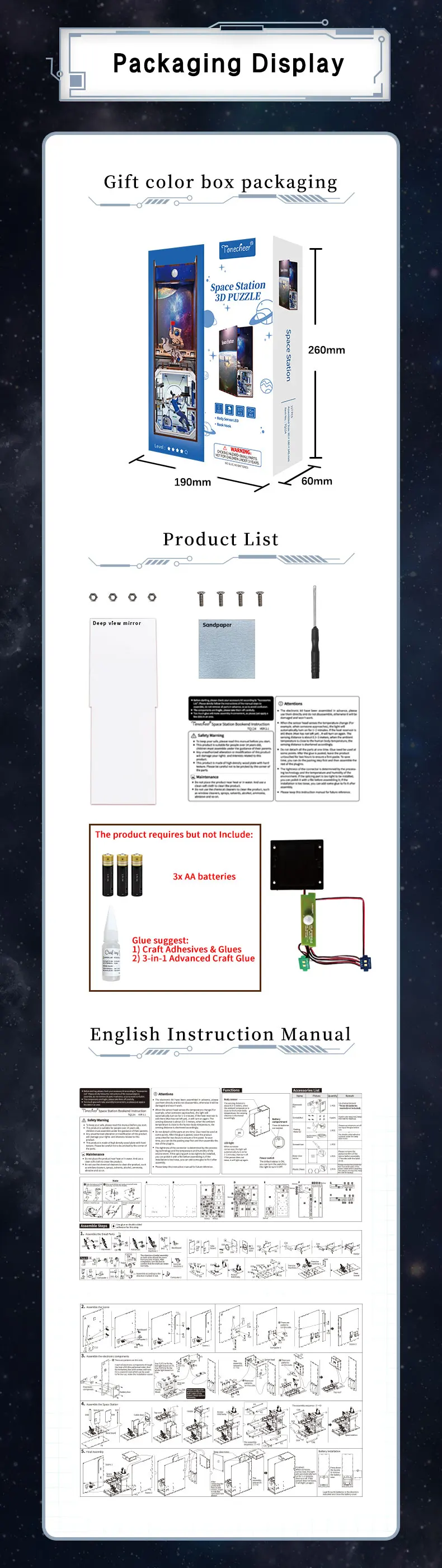Tonecheer Space Station DIY 3D Puzzle - Eco-Friendly Home Decor