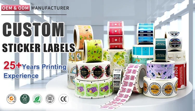 Custom Printed Vinyl Adhesive Waterproof Logo Sticker Paper Transparent ...