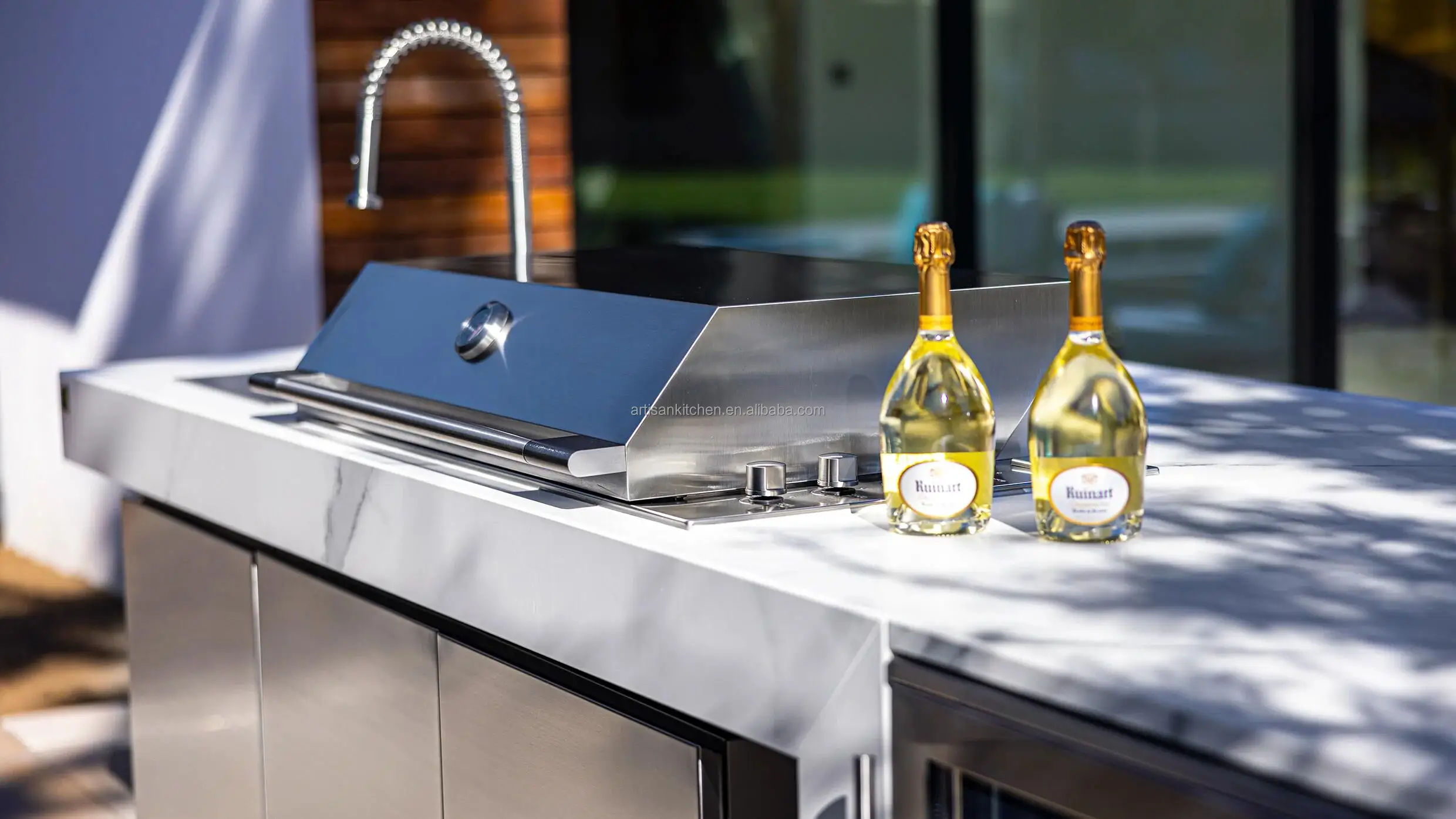 Artisan Customized Pergola BBQ Outdoor Kitchen Polished Concrete ...