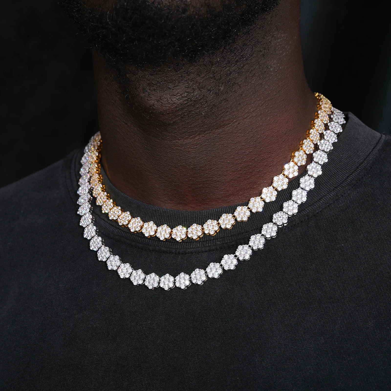 Rapper's Hip Hop Jewelry 9mm 925 Sterling Silver VVS Moissanite Diamond ...