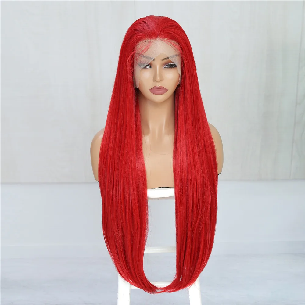 X Tress Malibu Color Long Straight Lace Front Synthetic Wigs For Black Women Pre Plucked 13x4
