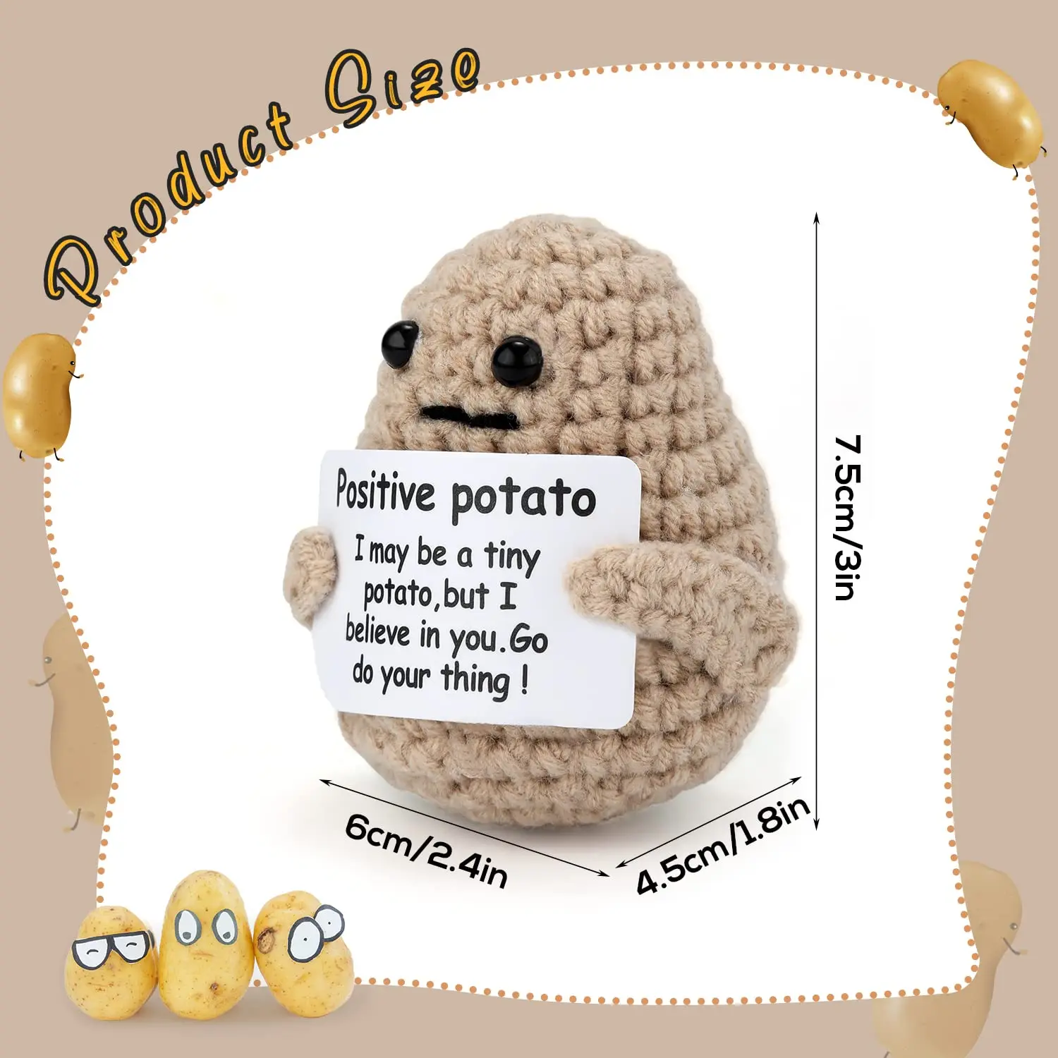 Mini Funny Knitted Wool Potato Doll Creative Cute Crochet for Friends ...