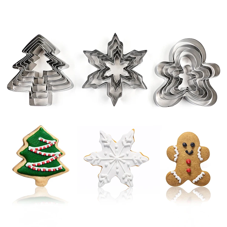 Christmas Cookie Cutter Set Gingerbread Man Snowflake Christmas Tree ...