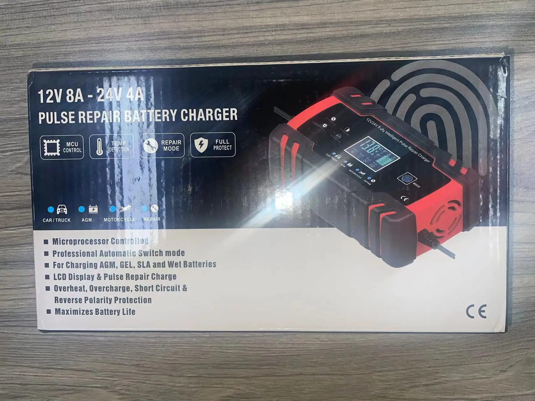 Portable 12v 8a / 24v 4a 3-stage Smart Car Start Stop Battery Charger ...